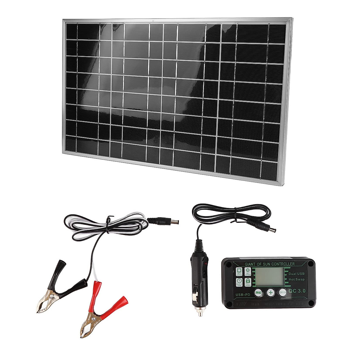 KENANLAN 30W Solar Panel Kit, Polycrystalline Silicon Solar Charge Panel with 40A Controller for Car RV Marine Boat