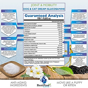 Best Paw Nutrition - Unflavored Liquid Glucosamine for Dogs & Cats - Chondroitin, MSM, Hyaluronic Acid - Dog Arthritis Home Remedy - Joint Supplement for Hip & Joint Pain Relief Pets Love - 16oz