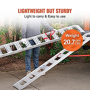 VEVOR Aluminum Ramps, 1250 lbs, Straight Ramp with Treads and Load Straps, Portable Loading Ramp for Motorcycles, ATVs, Trucks, Lawn Mowers, Dirt Bikes, Garden Tractors, 78" L x 12" W, 2Pcs