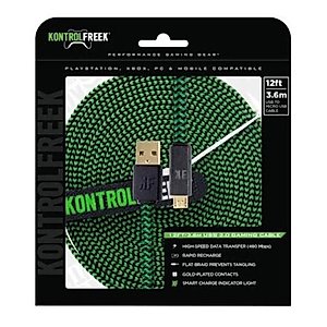 KontolFreek 12 feet Micro USB Performance Gaming Cable (Green) for PlayStation 4 (PS4) and Xbox One Controller