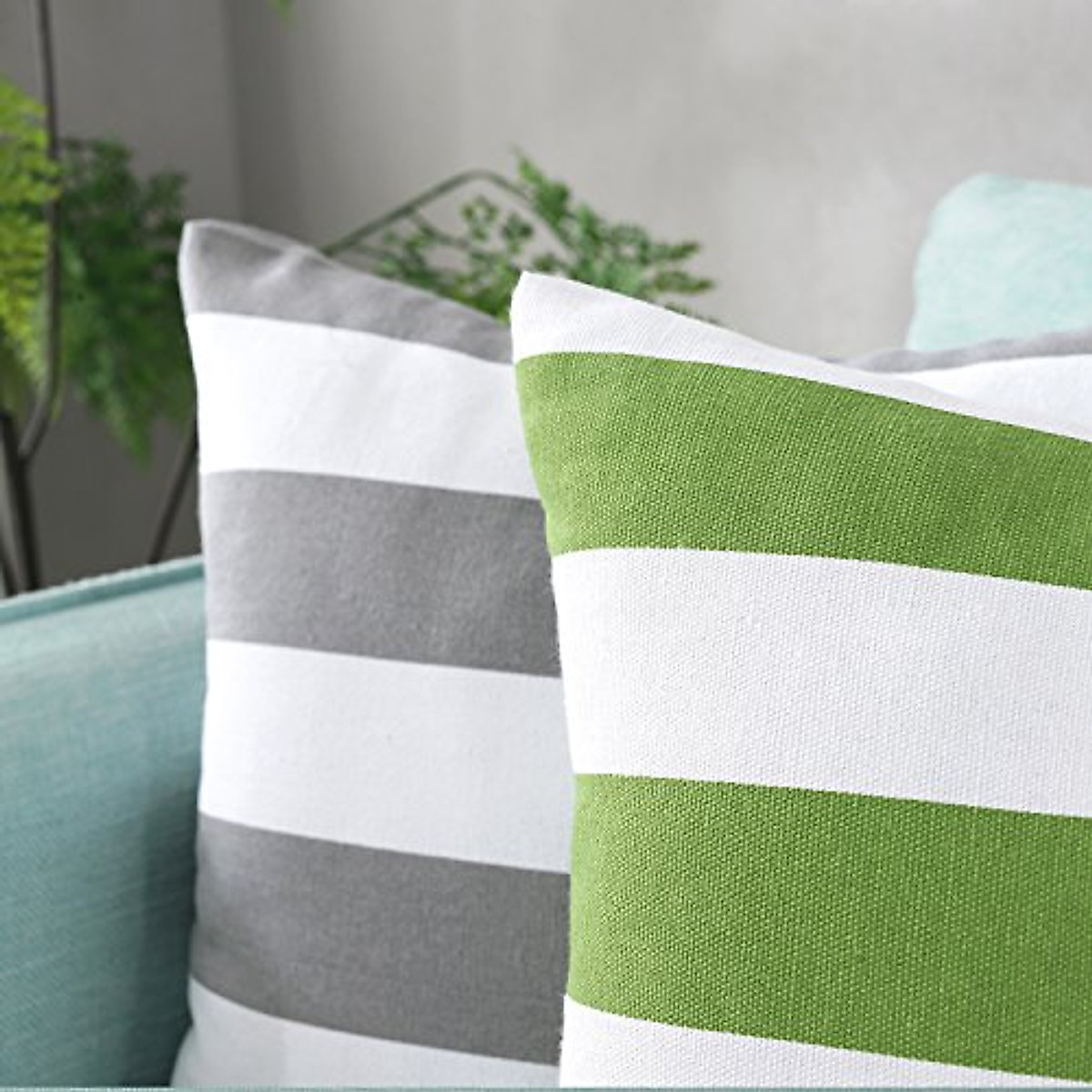 TAOSON Black and White Stripe Pattern Home Decorative Cotton Canvas Square Toss Pillowcase Cushion Cover Sofa Throw Pillow Case with Hidden Zipper Closure Only Cover No Insert 16 x 16 Inch 40x40cm