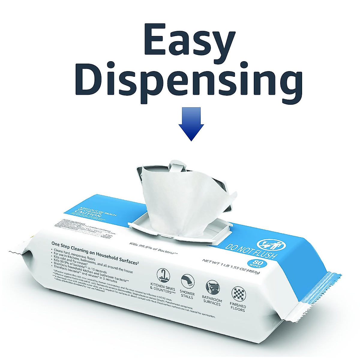 Amazon Brand - Solimo Disinfecting Wipes, Lemon & Fresh Air Scent, Sanitizes/Cleans/Disinfects/Deodorizes, 80 Count (Pack of 4)