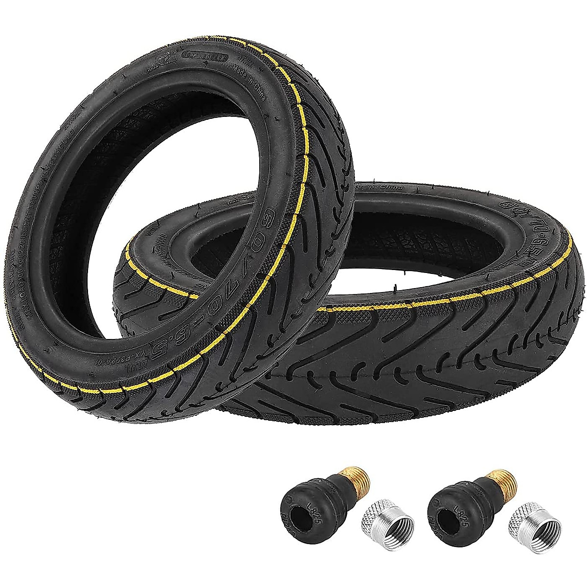 YBang 60/70-6.5 tubeless tire with valve for Segway Ninebot Max G30 / G30E / G30LP electric scooter solid rubber tires 10-inch anti-slip explosion-proof tires (2 Pcs)