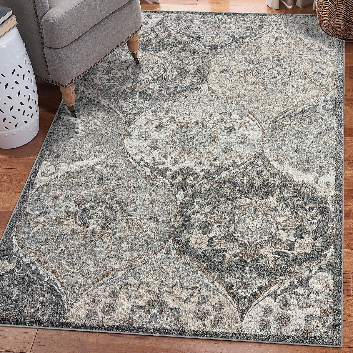 LUXE WEAVERS Euston Collection 8064 Grey 8x10 Modern Oriental Area Rug