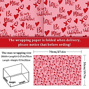 Whaline 12 Sheet Valentine's Day Wrapping Paper Pink Red White Heart pattern Wrapping Paper Love Be Mine Printed Art Paper for Wedding Anniversary Baby Shower Birthday Gift Packing, 19.7 x 27.6 Inch