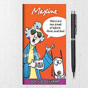TF PUBLISHING 2024-2025 Maxine 2-Year Small Monthly Pocket Planner | 2-Page Large Calendar Grid and Lined Notes Section in Back | Monthly Day Planner for Purse | 3.5" x 6.5"