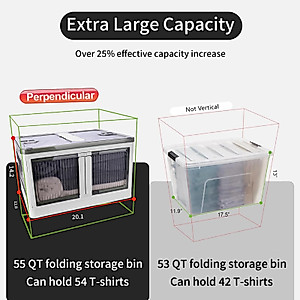 serapy Large Plastic Storage Bins with Lids, 43 Gal Foldable Storage Box with Strong Load Bear, Stackable Storage Containers with 5 Doors Open and Wheels,Storage Organizer For Home Organized