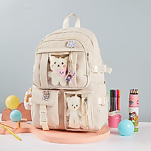 BUNXIZHUN kawaii backpack for school girls cute backpack for women with kawaii pin and accessories cute aesthetic kids backpacks Mochilas Escolares Para Niñas middle school girls kawaii backpack