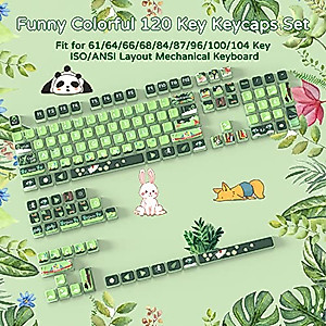 120 Key PBT Pudding Keycap Set ASA Profile with Transluscent PC Layer Dye-Sub Jungle Theme for 61/68/84/98/100/104Key TKL Cherry MX Gateron Kailh Cross Type Switch ANSI Mechanical Keyboard DIY(Green)