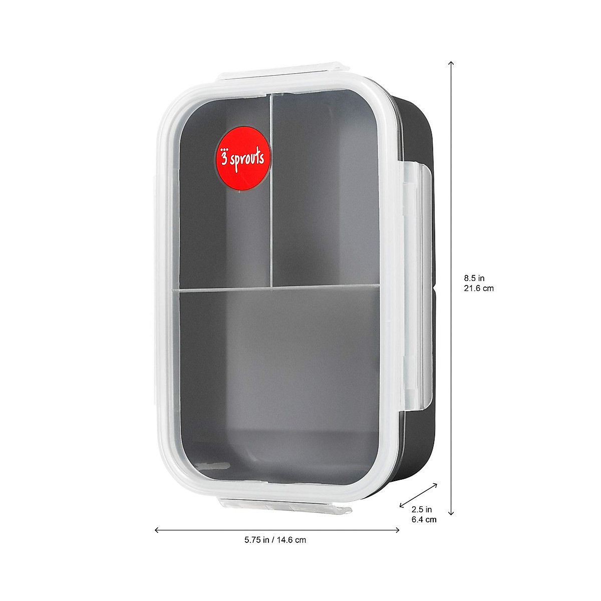 3 Sprouts Bento Box for Kids – Leakproof, BPA-Free Lunch Box with 3 Compartments for Back to School, Reusable On-the-Go Meal and Snack Containers - Fox