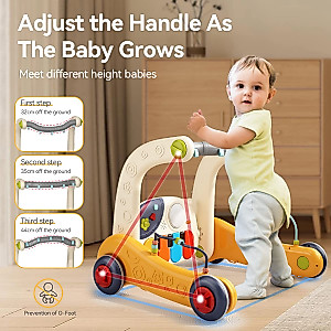 Baby Play Mat Gym,4-in-1 Baby Kick and Play Piano Tummy Time Mat Learning Walker-Musical Activity Center with Lights Seat and Push Walkers Ideas for Baby Newborn 0-6-12 18 Months Boy Girl