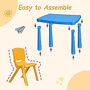 Domi Kids Table and Chair Set, 5 Pieces Enlarged Plastic Toddler Desk and Chairs for Arts & Crafts, Snack Time, Reading, Home, Kindergarten, Preschool, Daycare, Playroom Boys Girls Children's Day Gift