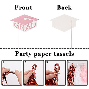 Pawliss 2024 Graduation Decorations Set 95pcs - Includes Pink White Balloons, Graduation Party Photo Props, So Proud of You Banner, Foil Curtain, Tissue Tassels for College High School Party Supplies