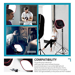 Neewer Foldable Softbox Light Box with Strap Clip, Grill and Carry Bag Compatible with Neewer 480/660/530 LED Light Panels, Opening 10 x 8.7 cm (Black + Red)