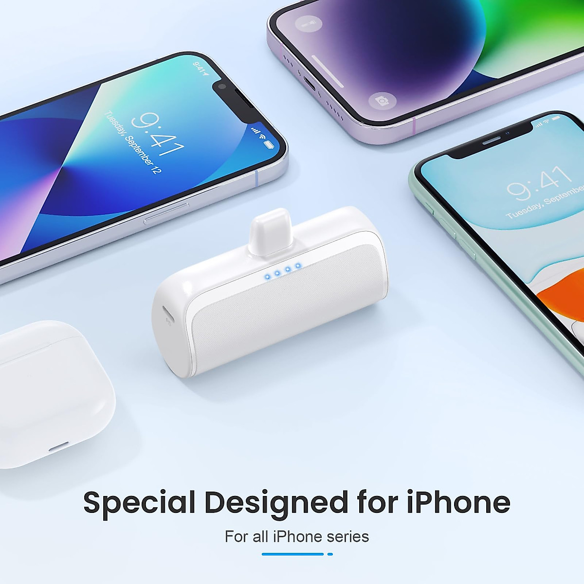 Mini Portable Charger Power Bank for iPhone,5200mAh Portable Phone Charger, Ultra-Compact PD Fast Charging Battery Pack Compatible with iPhone 14/14 Plus/Pro Max/13/12/12 Mini/11/XSXR/X/8/7/6/6s