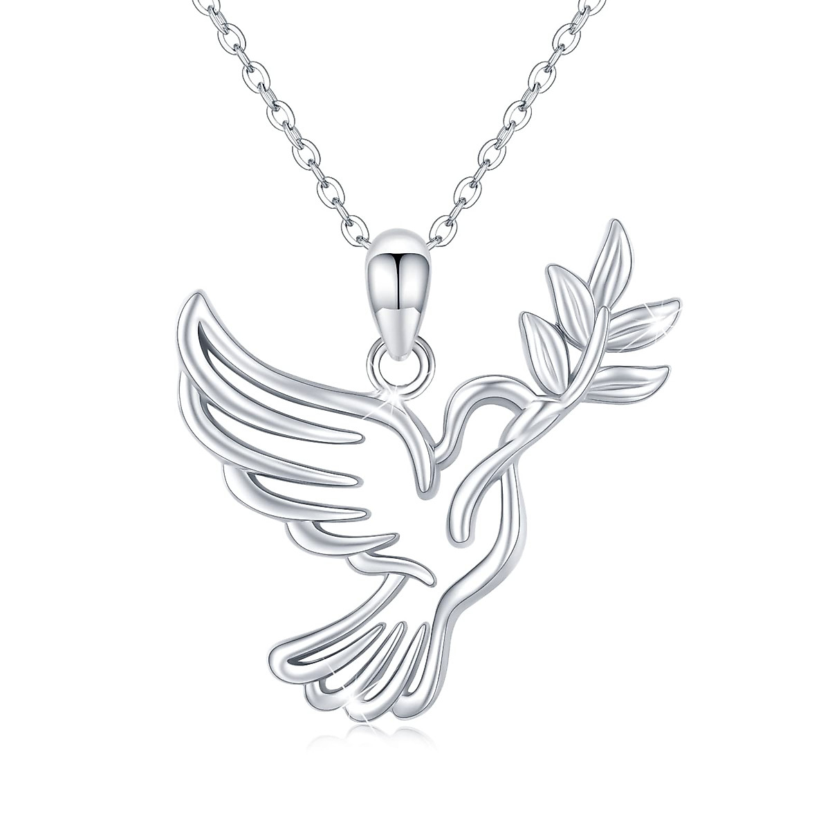 Aututer Bird Necklace Sterling Silver Dove Necklace with Olive Branch Bird Jewelry for Women Teen Dove Gifts for Birthday Halloween Christmas