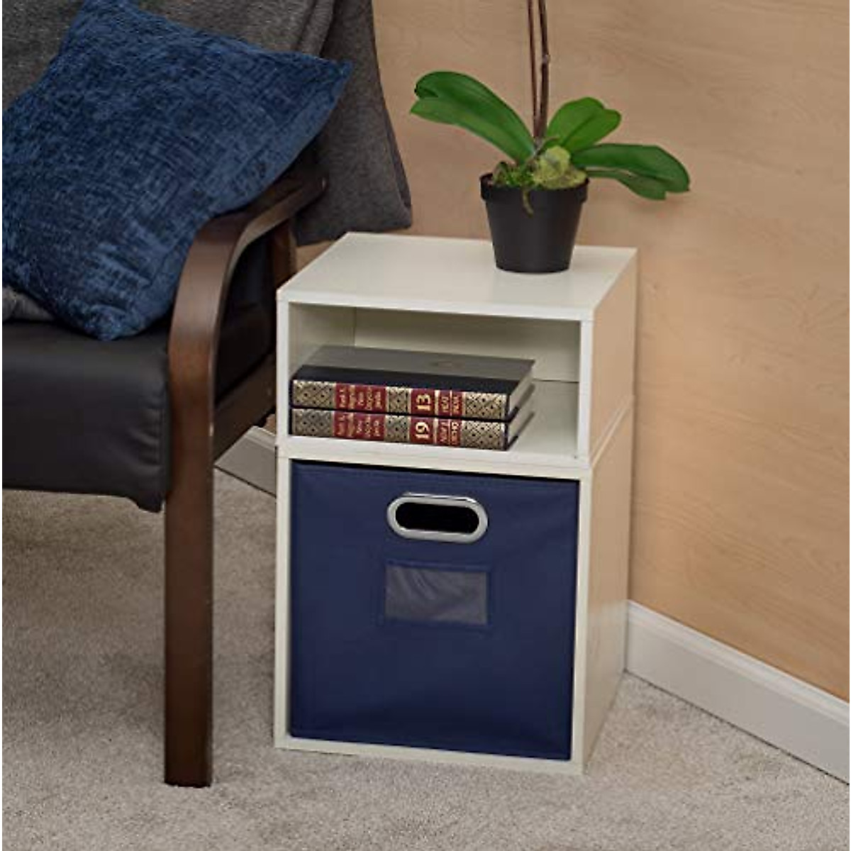 Niche Cubo Half Size Stackable Storage Cube- White Wood Grain