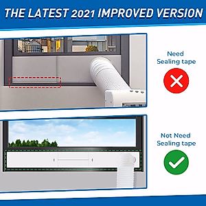 ZOOI 5.1"/5.9" Diameter Portable Air Conditioner Window Kit, Sliding AC Vent Kit for Exhaust Hose,20"-55" Length Universal Window Seal Kit, Adjustable AC Kit PVC Seal for Sliding Window