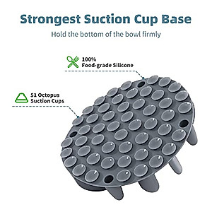 Jaoul Slow Feeder Dog Bowls Insert, Puzzle Slow Feeder with 51 Octopus Suction Cups for Medium Large Size Dog Bowls Over 6.5" Wide (Grey)