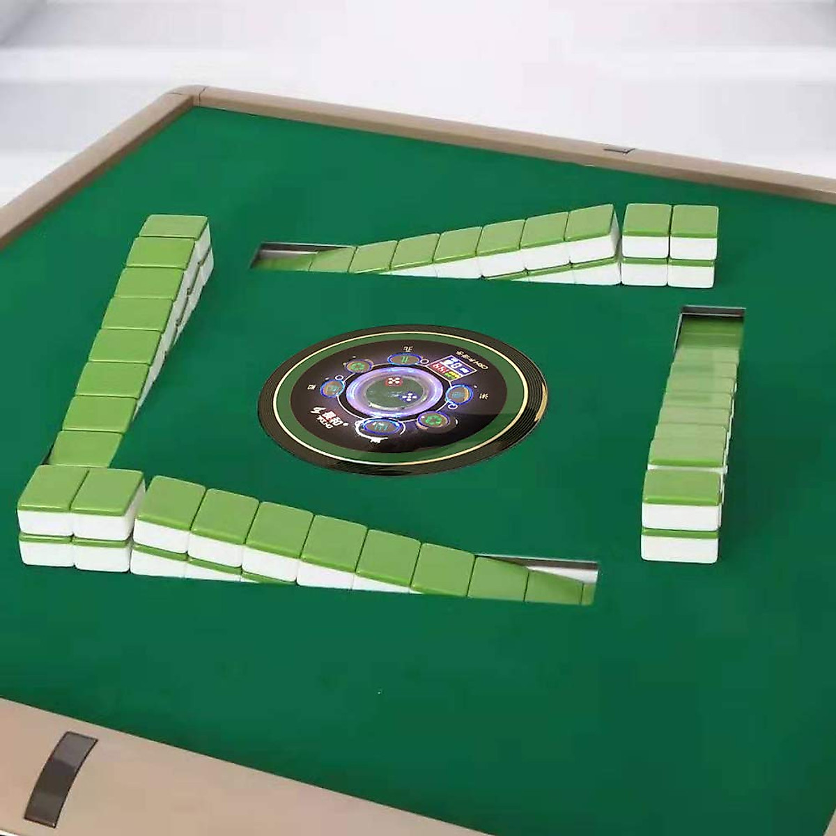 Amaneed 电动麻将桌Assembled Automatic Mahjong Table Foldable Style with 2 Sets of 152pcs 44mm Chinese Mahjong Tiles No Number (Blue & Green)