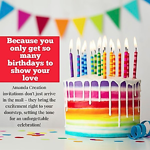 Amanda Creation Colorful Rainbow Crayons themed Birthday Party Fill in Invitations, set of twenty, includes envelopes