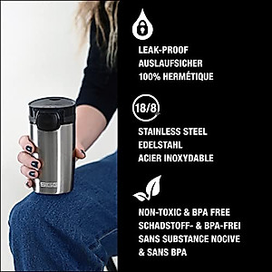 SIGG - Insulated Coffee Cup - Travel Mug Miracle Brushed - Hot & Cold - Leakproof - BPA Free - 18/8 Stainless Steel - Silver - 9 Oz