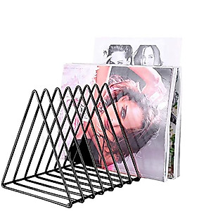 Urban Deco Triangle Desk Organizers Metal Wire Magazine Holder 10 Sections Decorative File Folder Organizer Vinyl Record Storage Office File Organizer For Desk - Black Magazine File Holder