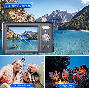 Digital Camera, 4K 48MP Digital Camera for Kids Camera with 2.8 inch IPS Screen, Portable Compact Camera with 32GB TF Card and 2 Batteries for Beginners,Students,Teens (Black)