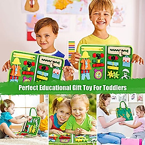 beefox Busy Board Montessori Toys for 1 2 3 4 Year Old -Fine Motor Skills & Travel Essentials Toys - Preschool Learning Activities Educational Gift for Toddlers (Dinosaur)