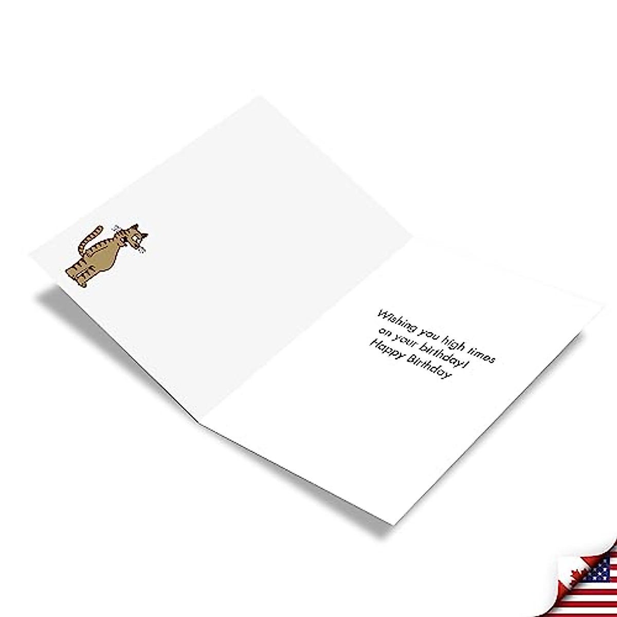 NobleWorks - 1 Funny Animal Card for Birthdays - Pet Cat and Dog Humor, Birthday Notecard with Envelope - Catnip Dispensary C9315BDG