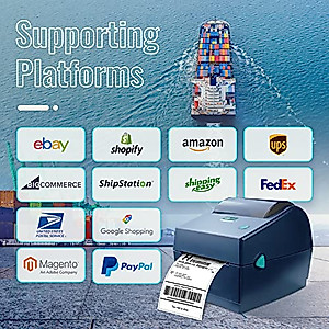 Hotlabel S8 Shipping Label Printer -100 4×6 Mailing Thermal Labels, USB Barcode Desktop Thermal Shipping Label Printer for UPS USPS FedEx Ebay Etsy Shopify Packages Postage Label Writer Windows Mac