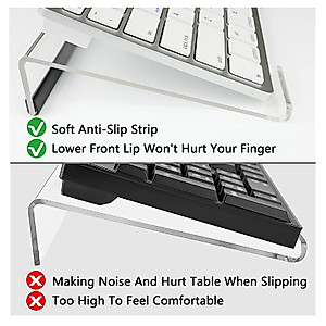 Egchi Small Computer Keyboard Stand, 11.8 x 5.1 Inch- Keyboard Tray for 78 Keys Keyboard, Acrylic Keyboard Riser Lift for Desk, keyboard Holder for Mini Computer Keyboard & Apple Magic Keyboard -Clear