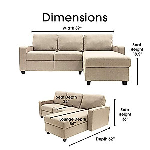 Serta Palisades Reclining Sectional with Right Storage Chaise - Beige