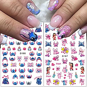 Cute Nail Art Stickers Decals 3D Self Adhesive Cute Cartoon Nail Stickers Designer Nail Stickers Cute Nail Art Charm Anime Nail Decals Cartoon Nail Stickers for Women Girls Nail Decoration 4 Sheets