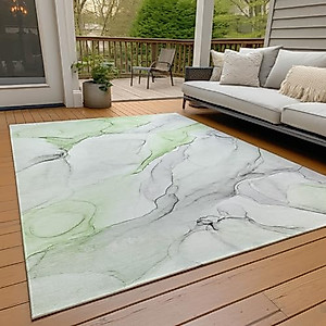 Addison Rugs Chantille ACN515 Green 8' x 10 Indoor Outdoor Area Rug, Stain Resistant, Machine Washable, Non Shedding, Bedroom, Living Room, Dining Room, Kitchen Rug