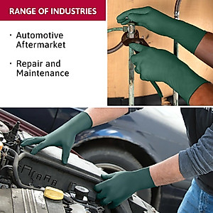 Microflex Dura Flock DFK-608 Thick 11mil Nitrile Gloves w/Flock Lining for Automotive, Aftermarket, Machinery - X-Large, Green (Case of 500)