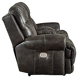 Signature Design by Ashley Grearview Power Reclining Loveseat with Console & Adjustable Headrest, Dark Gray