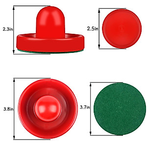 ONE250 Air Hockey Pushers and Red Air Hockey Pucks, Goal Handles Paddles Replacement Accessories for Game Tables (4 Striker, 4 Puck Pack) (Red)