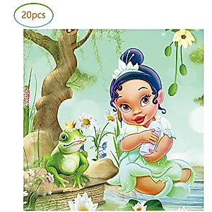 Tiana Birthday Party Supplies, Include 20 Plates and 20 Napkins, for Princess Tiana Birthday Baby Shower Party Decorations
