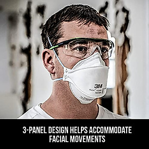 3M Aura Particulate Respirator 9205+ N95, Lightweight, Three Panel Designed Respirator Helps Provide Comfortable And Convenient Respiratory Protection, 10-Pack