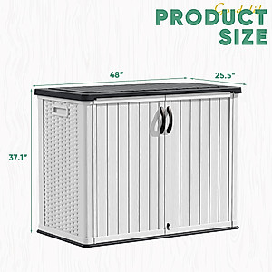 Devoko Outdoor Storage Cabinet 26 Cu Ft with Pad-Lockable Doors, Horizontal Storage Shed Waterproof Patio Tools Storage Box for Sofa Cushions, Gardening Tools and Accessories (White)