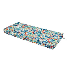 Magpie Fabrics Outdoor Bench Cushion 42 x 18 Inches, Settee Loveseat Pads with Handle and Ties for Garden Patio Backyard Porch Sofa Couch Swing (Paisley Multi)