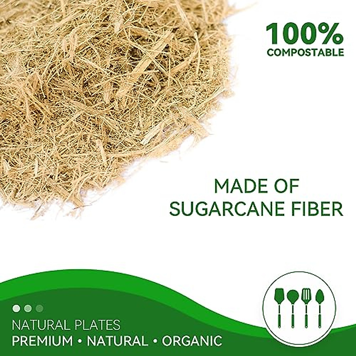 Amozife 100% Compostable 7 Inch Paper Plates, 125 Count Disposable Eco-Friendly Brown Dinner Plates, Biodegradable Heavy Duty Plates for Parties, Weddings, Catering, Events