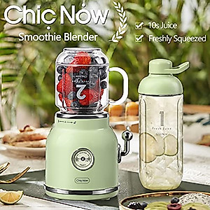 Smoothie Blender Personal Blender, Chic Now Portable Smoothie Maker for Juice Shakes and Smoothie with 6 Sharp Blades, Travel Cup and Lid, Green
