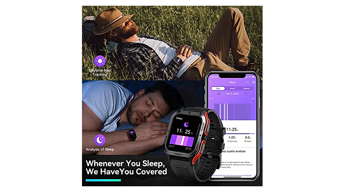AMAZTIM Rugged Smart Watch with 60-Day Battery and Bluetooth Calls