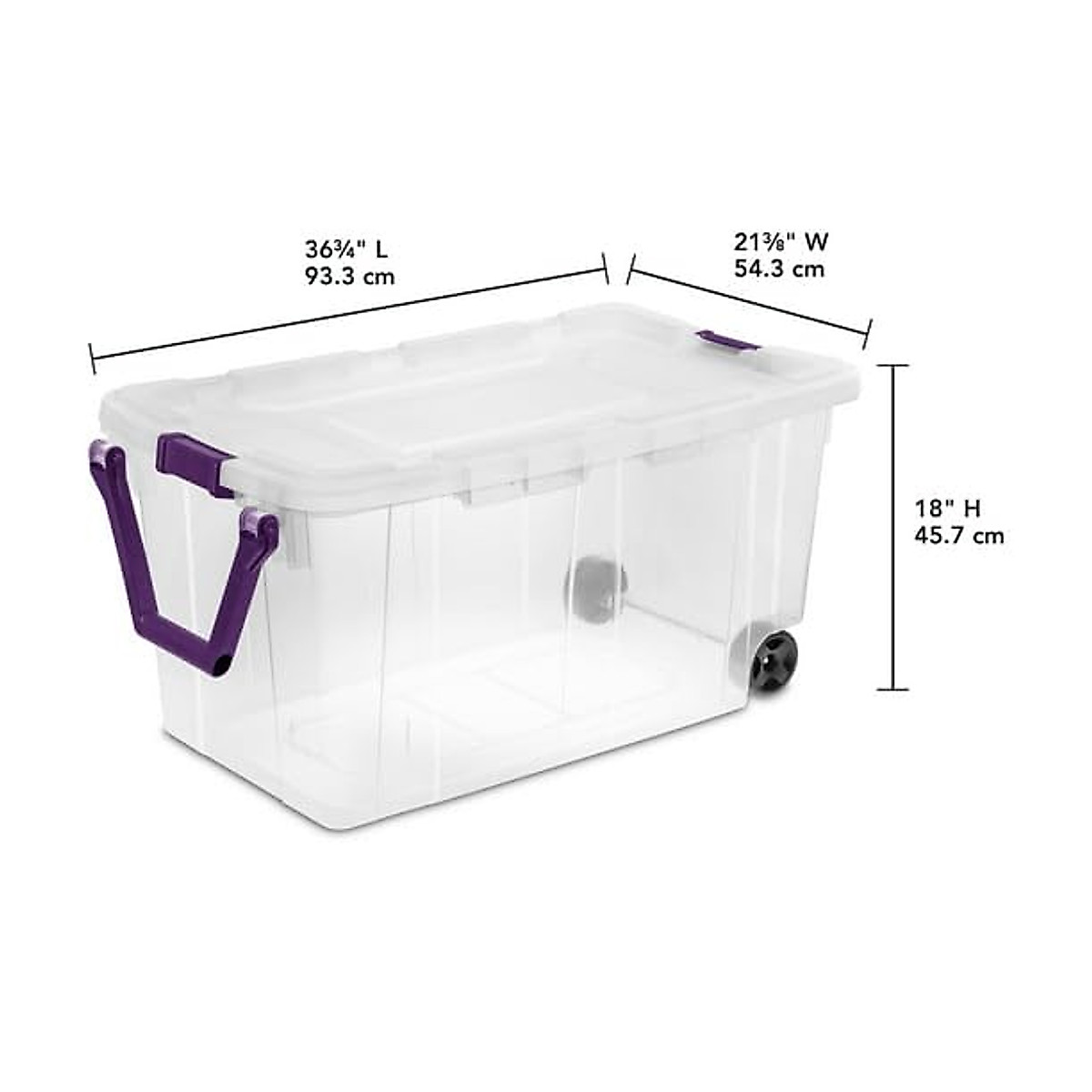 160 Qt. Wheeled Storage Box Plastic, Sweet Plum, Set of 2