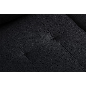 GINGVAT Modern Sectional Sofa for Living Room with Reversible Chaise Lounge Cupholders, L-Shaped Couch with Two Pillows, Black