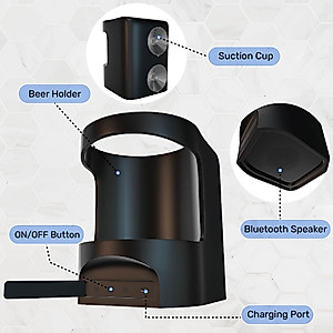 Gabba Goods Shower Bluetooth Speaker with Beer/Soda Can Holder - Built-in Microphone Handsfree - Waterproof, IPX7, 4 Hours of Playtime, Suction Cup for Showers