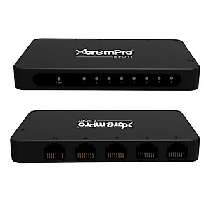 XtremPro 8-Port USB Powered 10/100Mbps Ethernet RJ45 Network Switch Hub - Black (61026)