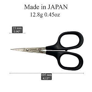 CANARY Small Sharp Scissors for Paper Cut Art and Collage, Professional Mini Scissors with Fine Precision Tips, Japanese Stainless Steel Blade, Papercutting Detail Scissors Tool, Black, Made in JAPAN